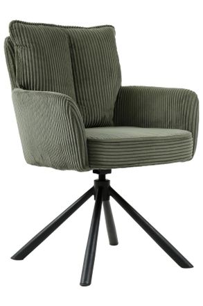 CARRYHOME Armlehnstuhl, Schwarz, Dunkelgr&uuml;n, Metall, Textil, Drehkreuz, 61x90x67 cm, Bsci, Stoffauswahl, Sitzfl&auml;che 360&deg; drehbar, inklusive Armlehnen, Esszimmer