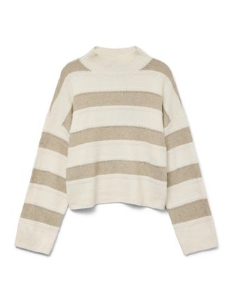 Vero Moda Damen Vminez Ls Highneck Short Pullover Boo, Birch, XS