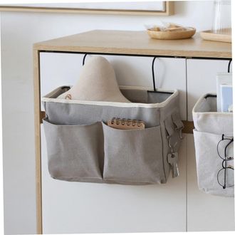Cabilock Bett Organizer Hängekorb Aus Baumwolle Mit Aufhängehaken Für Nachttisch Und Schlafsaal Mehrfachtaschen Aufbewahrungstasche Für Zeitschriften Laptop Ha