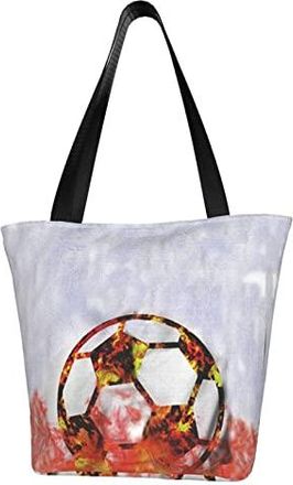 AOOEDM Football Flame Splashing Sac d&eacute;picerie r&eacute;utilisable Sac &agrave; provisions Sac &agrave; bandouli&egrave;re d&eacute;contract&eacute; Sac &agrave; main pour hommes Femmes Sac de march&eacute; ECO Sac