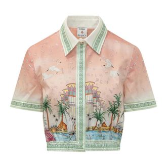 Casablanca Femme, Blouses et Chemises, Rose, Taille: 38 FR Chemise Courte en Coton