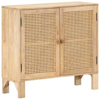 vidaXL Buffet 80x30x73 cm Bois de manguier massif et canne naturelle vidaXL