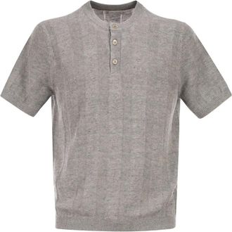 Brunello Cucinelli ribbed-collar polo shirt - Grau