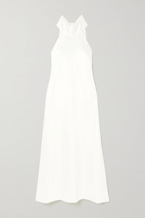 Galvan Sienna Midikleid Aus Satin Mit Neckholder - Wei&szlig;
