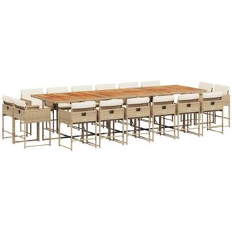 vidaXL Vidaxl - Ensemble &agrave; manger de jardin et coussins 17 pcs beige