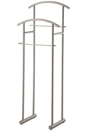 CARRYHOME Herrendiener, Edelstahl, Metall, 43x114x30 cm, standfeste F&uuml;&szlig;e, Hosenhalter, Jackenhalter, Schlafzimmer, Herrendiener