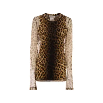 Sportmax Animal-Print Layered Tulle Sweater - Brown