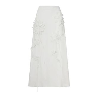Farm Rio Flowers Midi Rock - - Skirts - Damen - Wei&szlig; - S