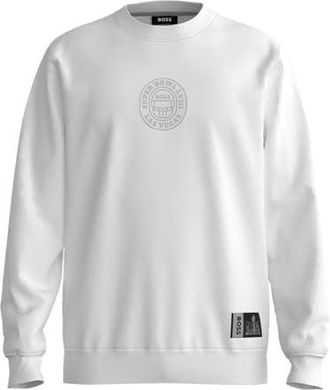 BOSS Sweat-shirt NFL Wilson_NFL en coton m&eacute;lang&eacute; avec imprim&eacute; m&eacute;tallis&eacute; blanc 100, Blanc., M