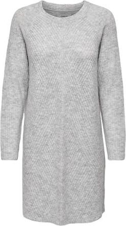Only Femme Onlcarol L/S Dress KNT Noos Robe, Gris Clair Chiné, L EU
