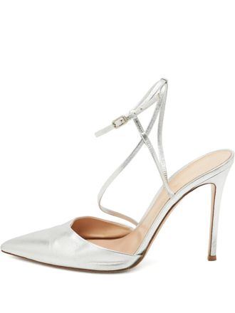 Gianvito Rossi Pumps mit Kn&ouml;chelriemen - Silber