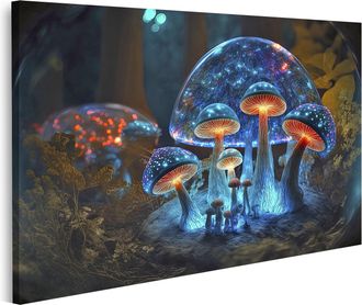 Islandburner Bild auf Leinwand Leuchtende Pilze im Zauberwald Fantasiebeleuchtung Bilder Wandbilder Poster