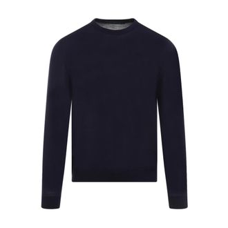 Kiton Blauer Wollpullover mit Rundhalsausschnitt - - Knitwear - Herren - Blau - L