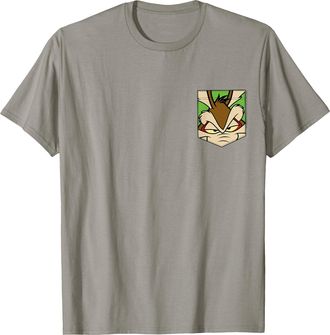 Looney Tunes Wile E Coyote Face Faux Pocket T-Shirt