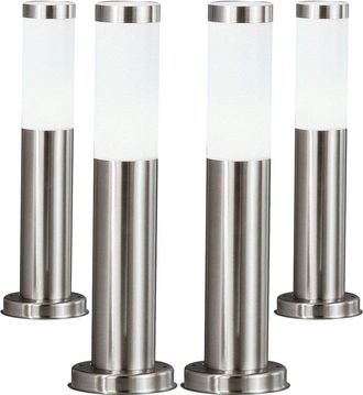 ETC Shop ETC-Shop Au&szlig;en Stehleuchte EDELSTAHL, Standleuchte, Sockelleuchte, Wegleuchte Garten, Weg, Hof, Veranda, Balkon 4er SET