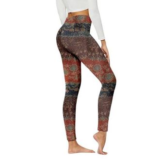 Generic Legging pour femme - Contrôle du ventre - Rayé - Doux et élastique - Taille haute - Pantalon de yoga à la cheville, Orange 2., S