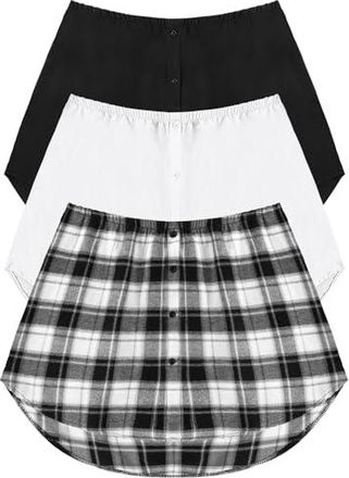 Hicarer 3 Pcs Extensions de Chemise à Superposer pour Femmes Rallonges de Chemisie à Ourlet Réglables Mini Jupe de Chemise