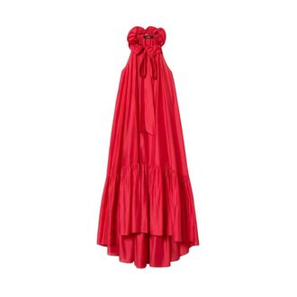 Twinset Femme, Robes, Rose, Taille: 36 FR Actitude Robe Longue en Voile avec Col &agrave; Volants