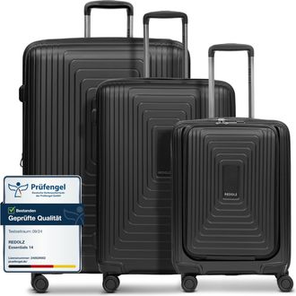 Redolz Hartschalen Koffer-Set-3-teilig | S 55 cm Laptopfach + M 66 cm + L 77 cm | Dehnfalte erweiterbar | Ultra-leicht | 4-Rollen & TSA (Essentials 14)