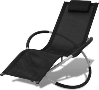 vidaXL Chaise Longue G&eacute;om&eacute;trique dExt&eacute;rieur Acier Noir et Gris Transat