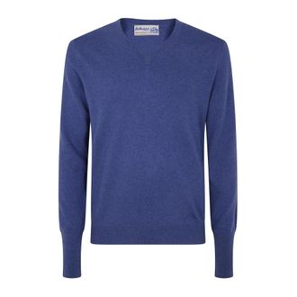 Ballantyne Pullover mit feinem V-Ausschnitt - - Knitwear - Herren - Blau - M