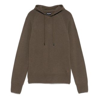 Tom Ford Homme, Pulls, Vert, Taille: M Sweat &agrave; capuche en cachemire sans coutures
