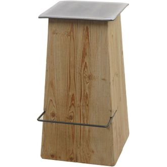 Mendler Tabouret de bar HWC-L76 - chaise de bar Tabouret de bar - bois massif industriel certifi&eacute; mvg - naturel avec aspect m&eacute;tal