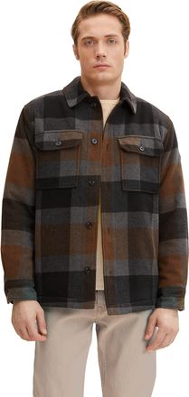 Tom Tailor Herren Overshirt aus Wolle 1032501, 30511 - Grey Brown Big Wool Check, XXL