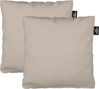 Sansibar Uni Jersey Kissenh&uuml;lle, 40x40 cm, mit edlem F&auml;hnchen am Steg, Sylt, Jersey, Perfekter, faltenfreier Sitz, Antipilling Ausr&uuml;stung (40x40 cm, Taupe, 2)