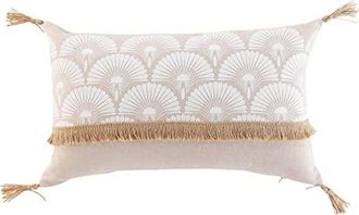 Douceur d'Intérieur Kissen, Abnehmbarer Bezug, 30 x 50 cm, Polycotton, Bedruckt und Jute, Bahina Weiß