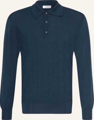 Eton Strick-Poloshirt blau
