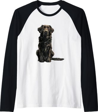 Whyitsme Design Flach beschichteter Retriever-Hund Illustration Raglan