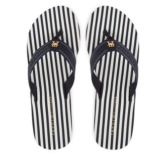 Tommy Hilfiger Zehentrenner Tommy Hilfiger Th Stripes Wedge Beach Sandal FW0FW08521 Blau