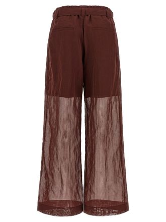 Brunello Cucinelli Semi-Transparent Organza Trousers - Burgundy