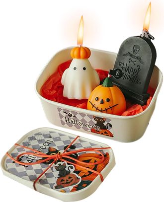 Generic Velas Aromáticas - Halloween Decoraciones, Velas mit Fragancias De Calabaza Geist Calavera Lápida Y Dedo | Centro De Mesa Ambiente Espeluznante para F