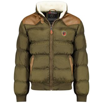 Geographical Norway Abramovitch Men - Herren Warme Jacke Gewebe - Dicken Mantel Kapuze Outdoor Pelzmantel - Winterjacke Jacken Outdoor Perfekt Ourdoorjacke (khaki XL)