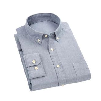 Generic Chemise Oxford &agrave; manches longues pour homme, coupe ajust&eacute;e, unie, chemise de bureau douce boutonn&eacute;e, 18-210, XXL