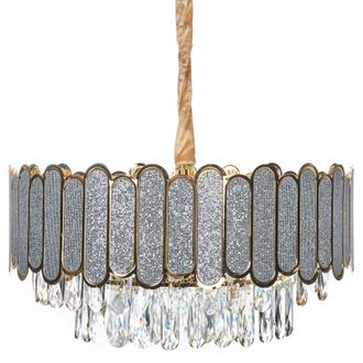 Beliani Beliani - Lustre Glamour Suspendu en M&eacute;tal Laiton et Cristaux de Verre Transparent Aguarico
