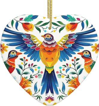 Generic V&ouml;gel Mexikanische Traditionelle Volkskunst Bunt Weihnachtsbaum Deko Weihnachtsdeko Keramik Geschenkanh&auml;nger Mit Schnur Weihnachtsbaumschmuck