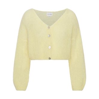 Americandreams Cornelia Cropped Cardigan - - Knitwear - Damen - Gelb - L
