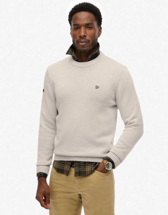 Superdry Pull preppy en coton - Blanc voile