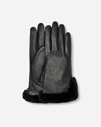 UGG Handschuhe aus Leder und Lammfell mit Schlitz f&uuml;r Damen | UGG EU in Black, Gr&ouml;&szlig;e