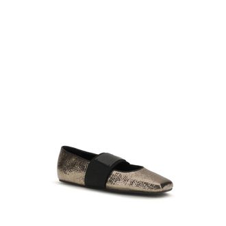 Givenchy Womens Gold Calf Leather Bos Taurus Ballet Flats