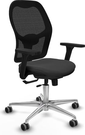 Piqueras y Crespo B&uuml;rostuhl mit 3D-Armen, h&ouml;henverstellbare Lendenwirbelst&uuml;tze, ausgestattet mit Syncro/Traslack und Schaumstoff, Schwarz/Dunkelgrau