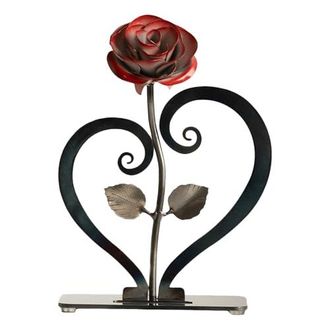 Generic Rose de Fer avec Support | Rose en Fer forg&eacute; &agrave; la Main avec Support | Fleurs artificielles, Fleurs en m&eacute;tal pour Bureau, Chambre &agrave; Coucher, Cadeau Rom