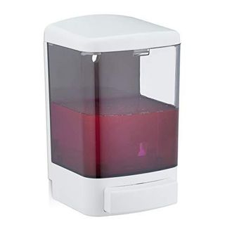 Relaxdays Wandseifenspender, 1000 ml, nachfüllbar, Spender Bad & Küche, Seifenspender Wandbefestigung, weiß-schwarz