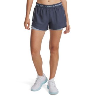Under Armour Damen Sporthose Tech(TM) Play Up 2-in-1-Shorts, Farbe:Blau, Artikel:-044 Downpour Grey/Harbor Blue, Größe:M