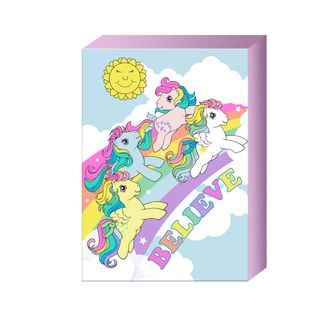 Silver Buffalo Hasbro Retro My Little Pony Box-Schild mit Sternenschein, Sonnenschirm, Skydancer und Mondstein, 12,7 x 17,8 x 3,8 cm