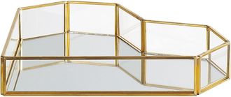 Beliani Dekotablett Glas transparent Edelstahl Gold Antik Optik Spiegeleffekt Pontivy