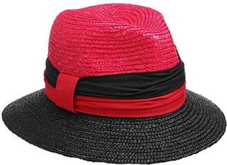 Mcburn Chapeau en Paille Karla Twotone Chapeau de Soleil (Taille Unique - Rouge-Noir)